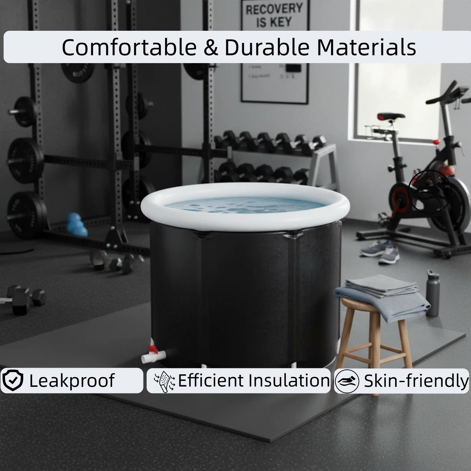 Nygira Ice Bath Tub with Lid, Portable Foldable Cold Plunge Tub for At